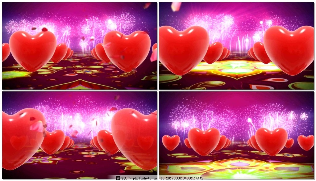 婚庆爱心烟花视频背景视频素材图片_文化艺术_实拍视频-图行天下素材网