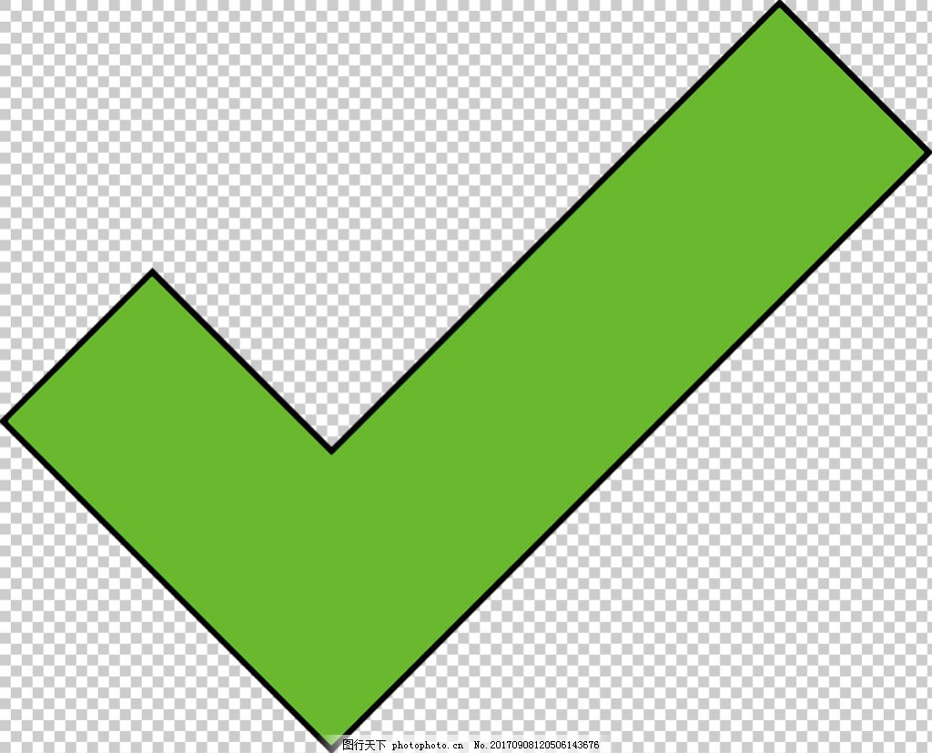 手绘绿色勾图标免抠png透明图层素材_图标元素_设计元素-图行天下素材网