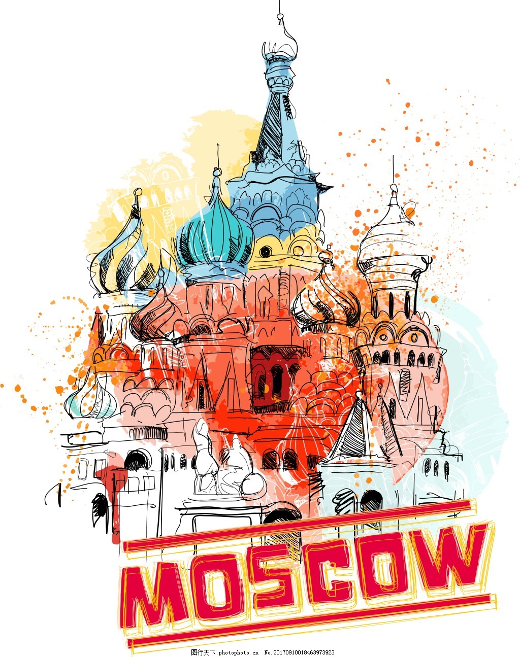 手绘特色俄罗斯建筑插画图片_效果元素_设计元素-图行天下素材网